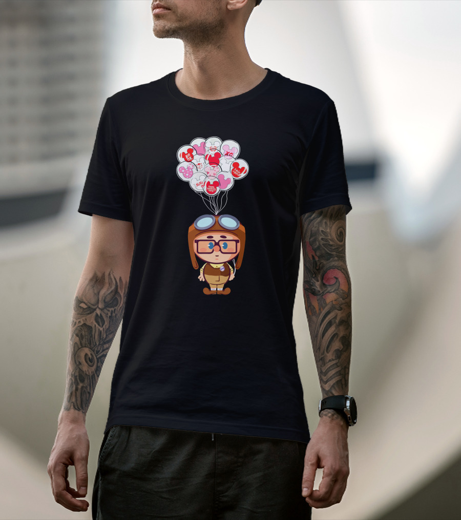 Carl Cartoon Character With Valentines Balloons T-Shirt