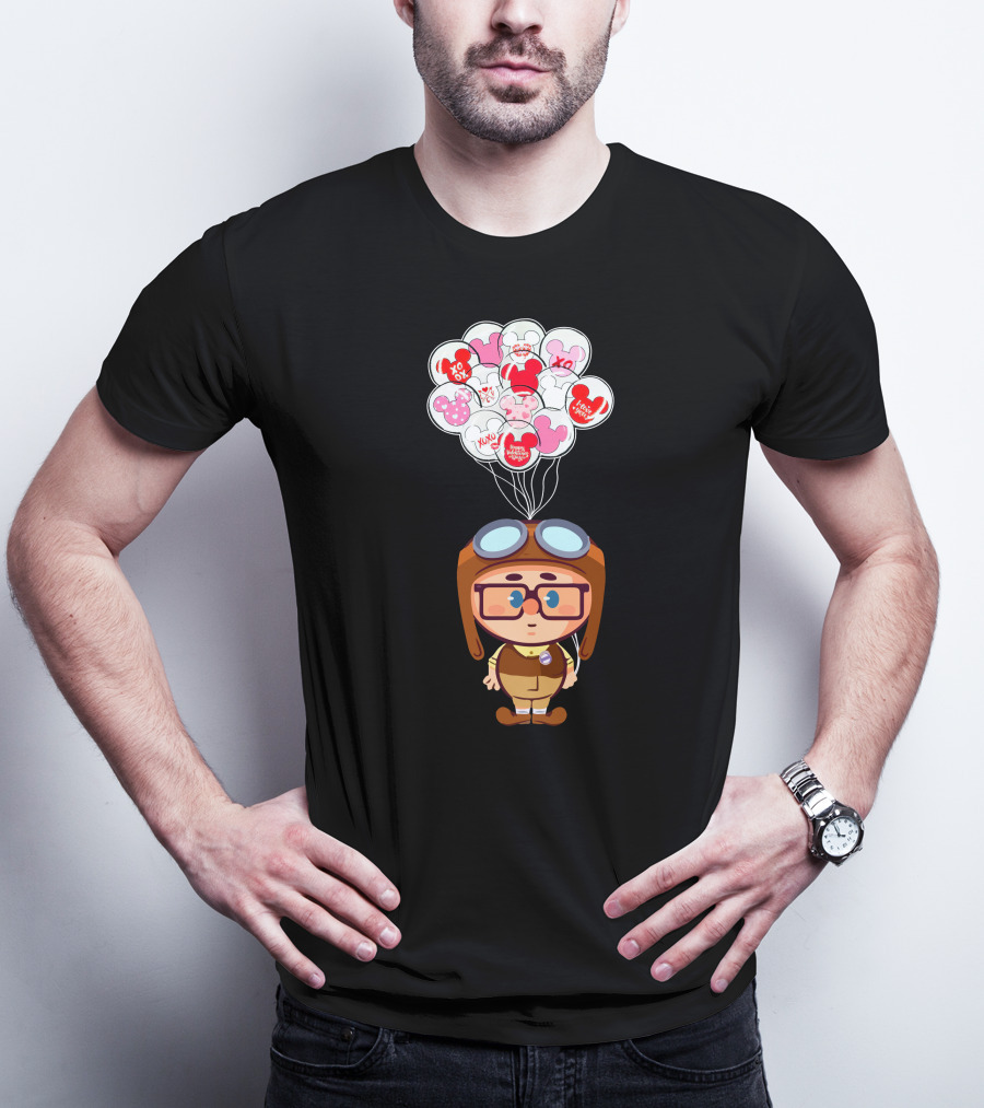Carl Cartoon Character With Valentines Balloons T-Shirt