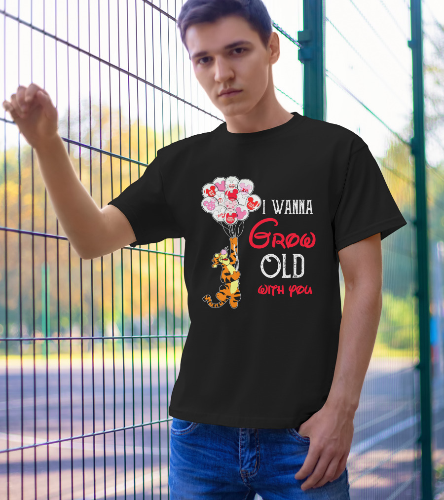 I Wanna Grow Old With You Tigger Balloons Hearts Xo T-Shirt