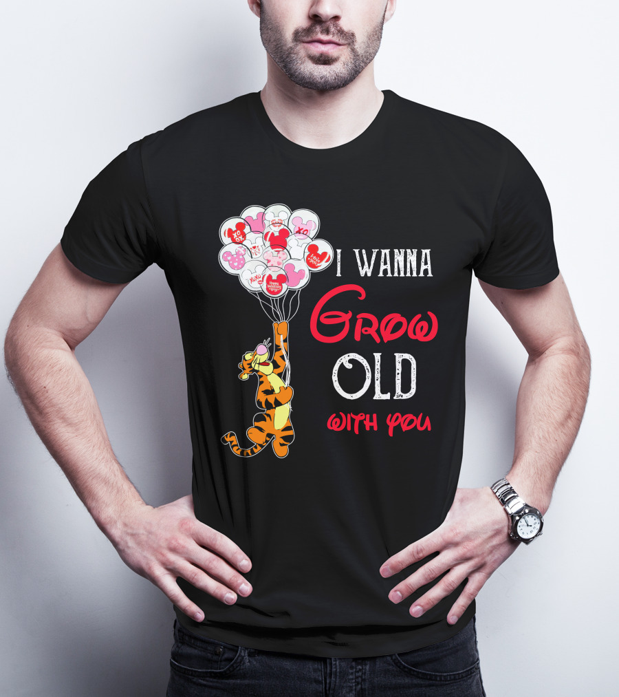 I Wanna Grow Old With You Tigger Balloons Hearts Xo T-Shirt