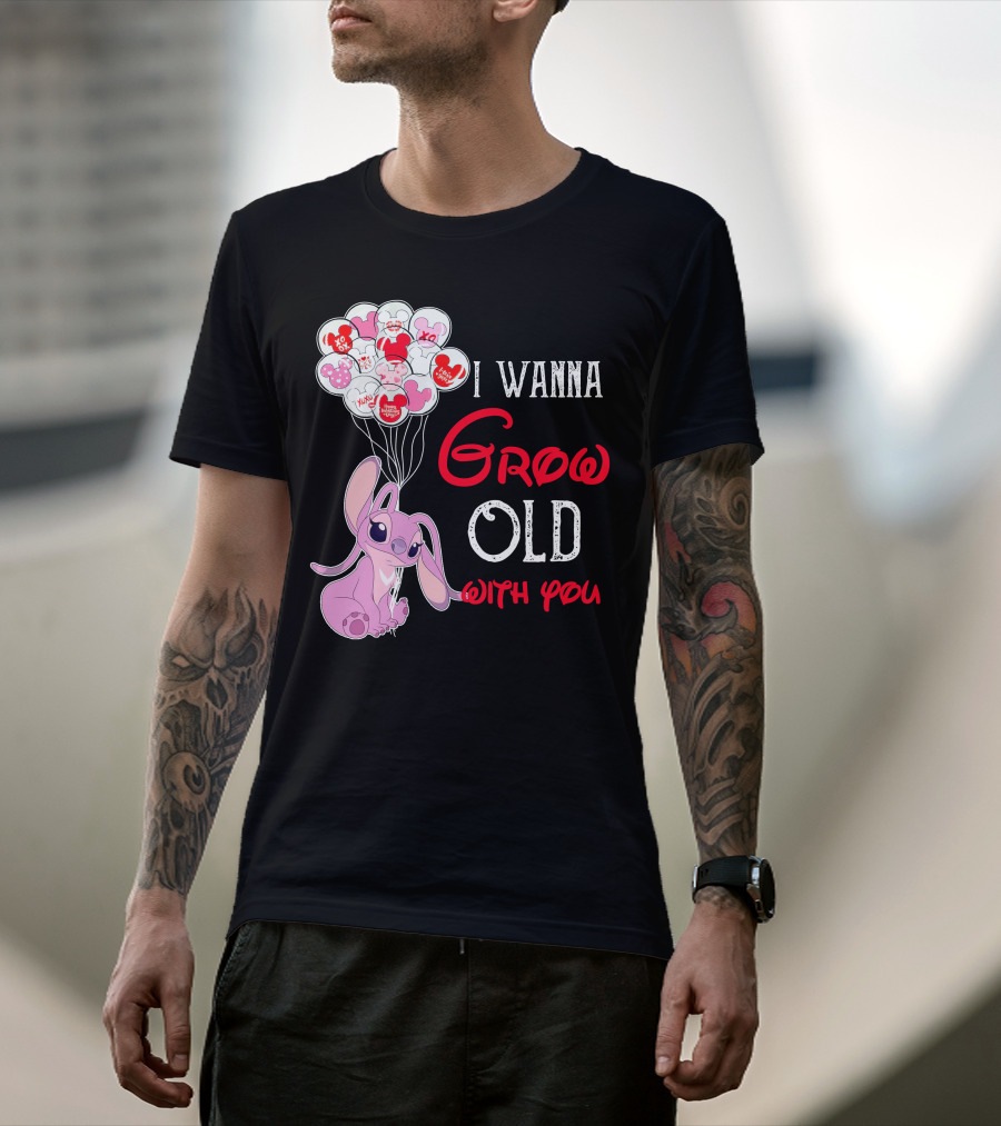 I Wanna Grow Old With You Angel Heart Balloons T-Shirt