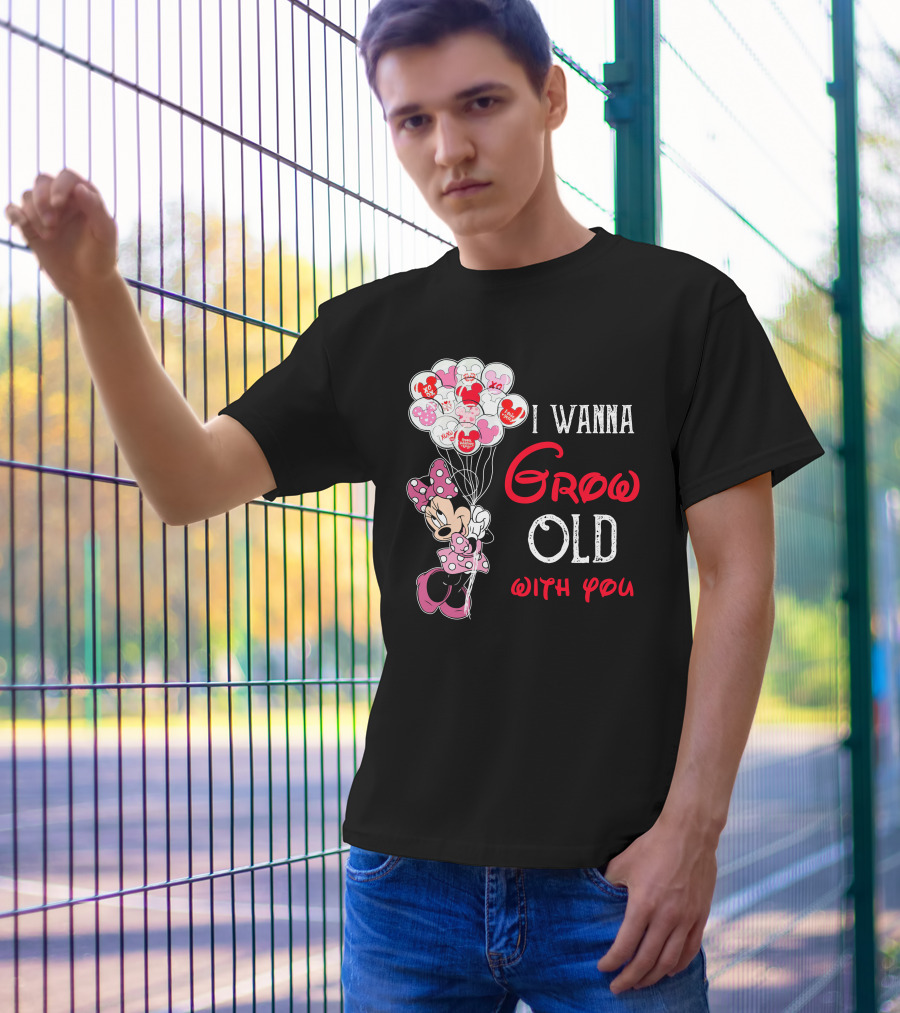 Minnie I Wanna Grow Old With You Balloons T-Shirt