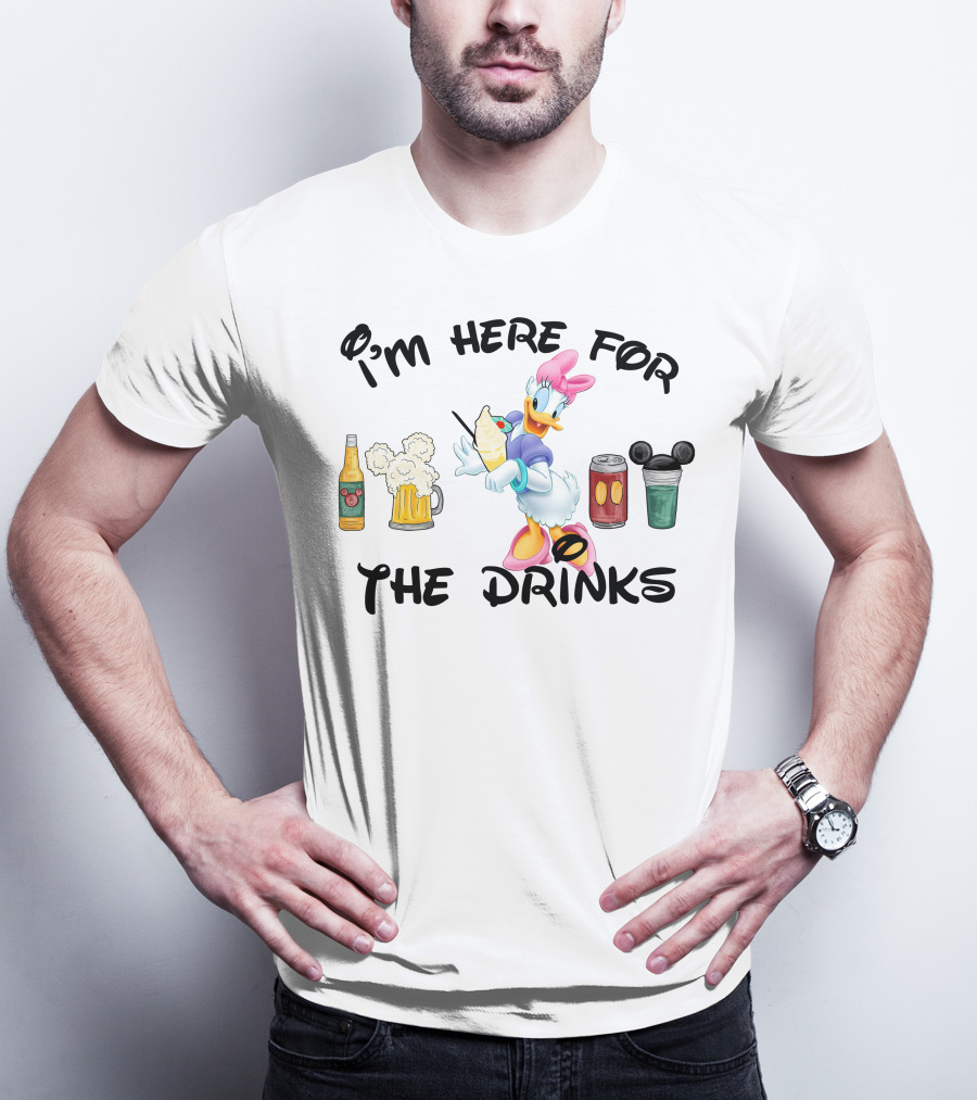 I'm Here For The Drinks Daisy Duck Beverages And Mickey Ears T-Shirt