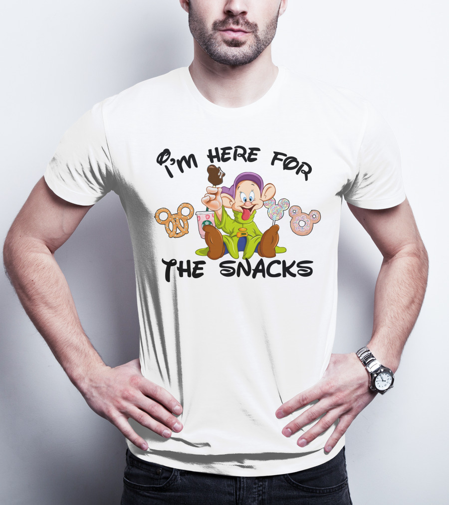 I'm Here For The Snacks Dopey Lollipops Pretzel Donut Ice Cream T-Shirt