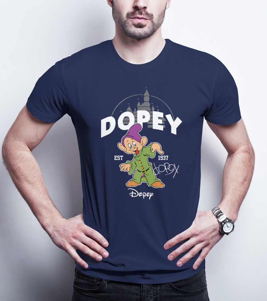 Dopey Est 1937 Castle Background Disney Character T-Shirt