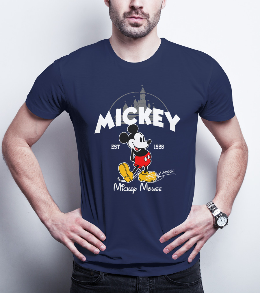 Mickey Mouse Est 1928 Castle Backdrop T-Shirt