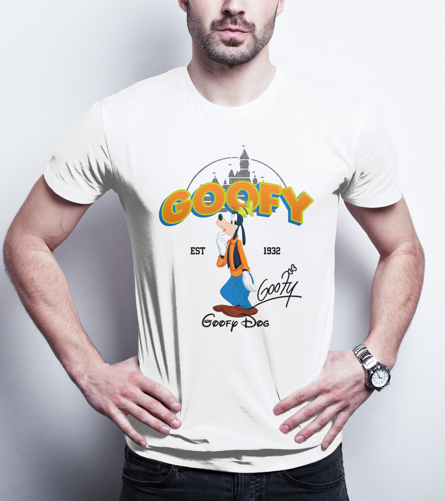 Goofy Est 1932 Disney Goofy Dog Castle Backdrop T-Shirt