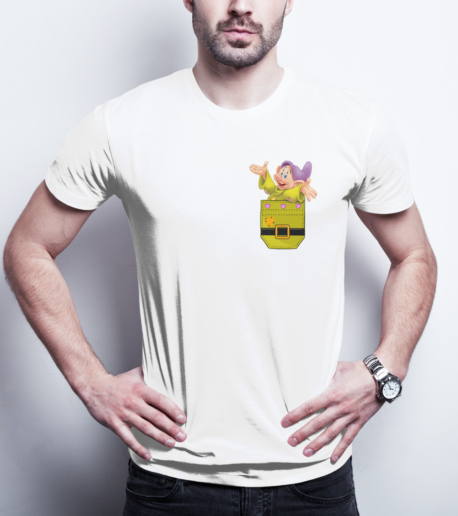 Dopey Seven Dwarfs Pocket Cartoon Character Disney T-Shirt