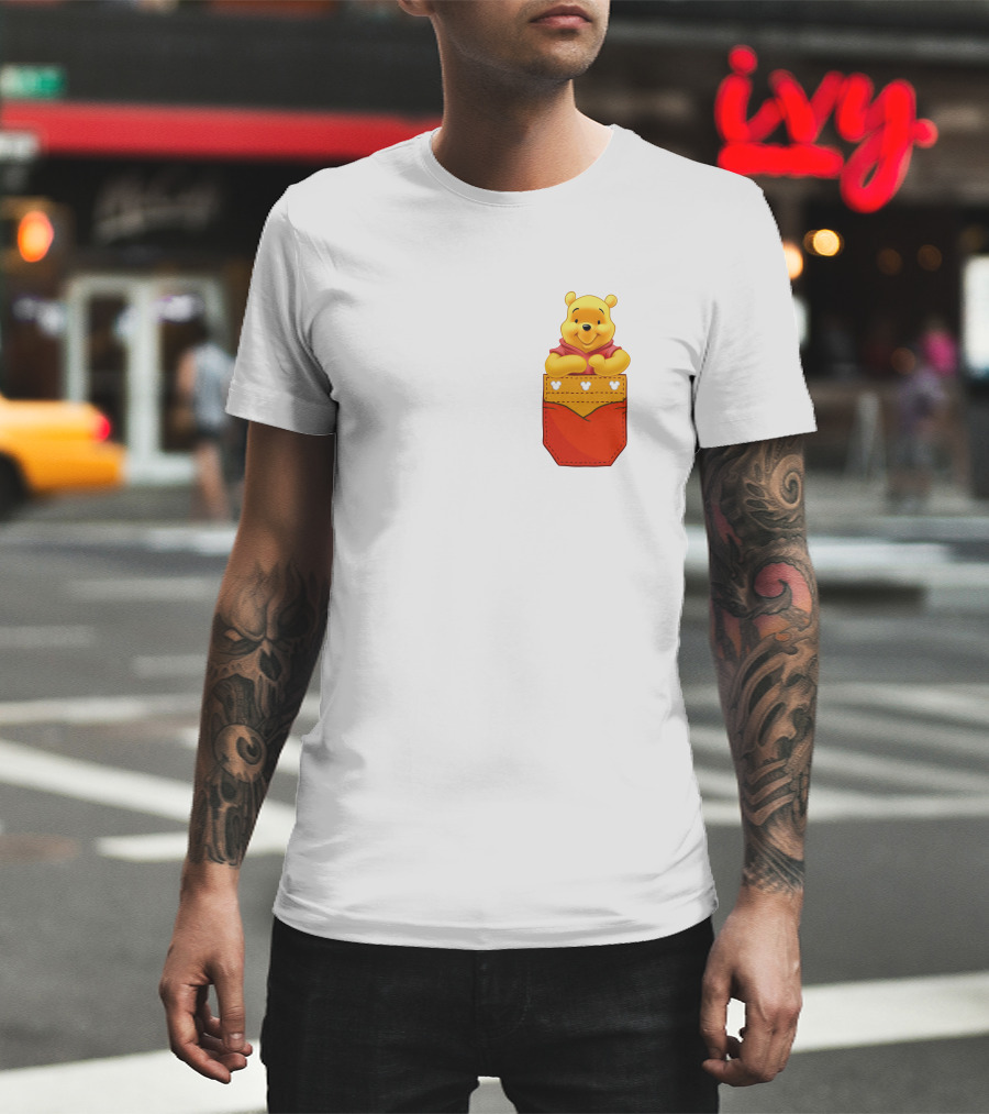 Winnie The Pooh In Red Pocket T-Shirt