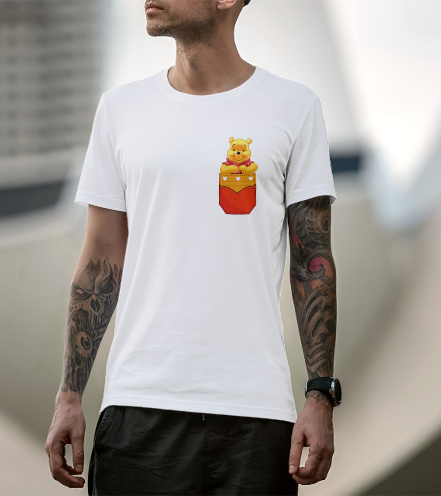 Winnie The Pooh In Red Pocket T-Shirt