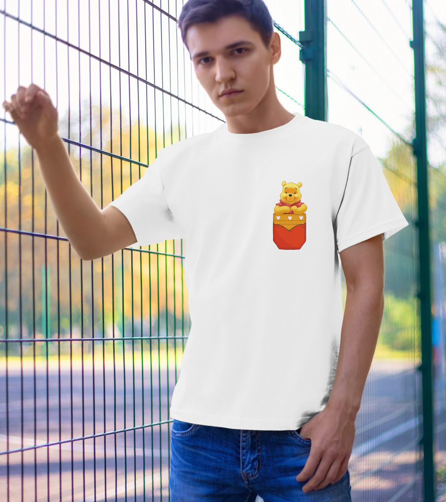 Winnie The Pooh In Red Pocket T-Shirt