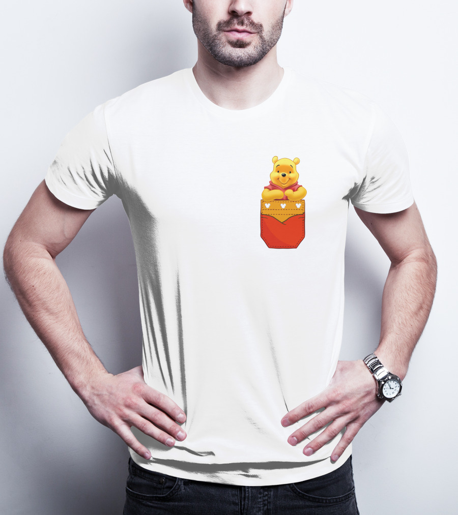 Winnie The Pooh In Red Pocket T-Shirt
