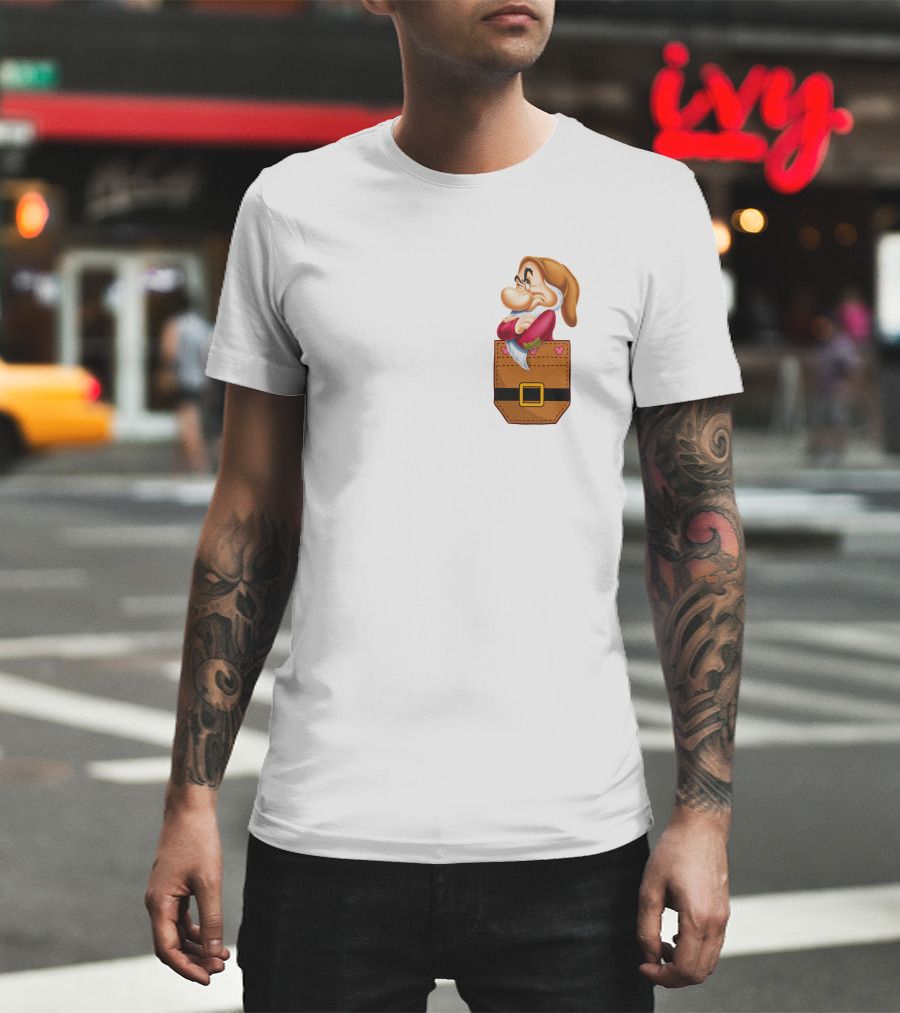 Grumpy Dwarf In Pocket Disney Character T-Shirt