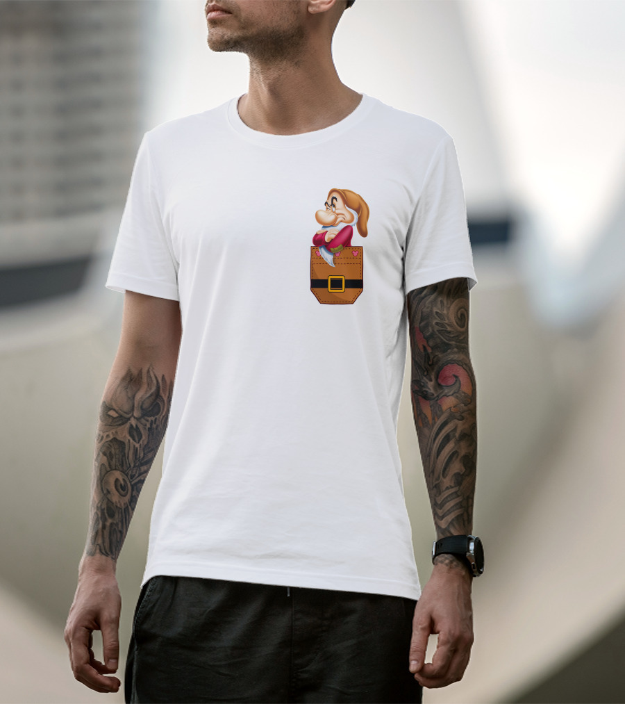 Grumpy Dwarf In Pocket Disney Character T-Shirt