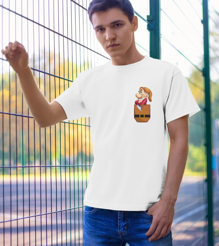 Grumpy Dwarf In Pocket Disney Character T-Shirt