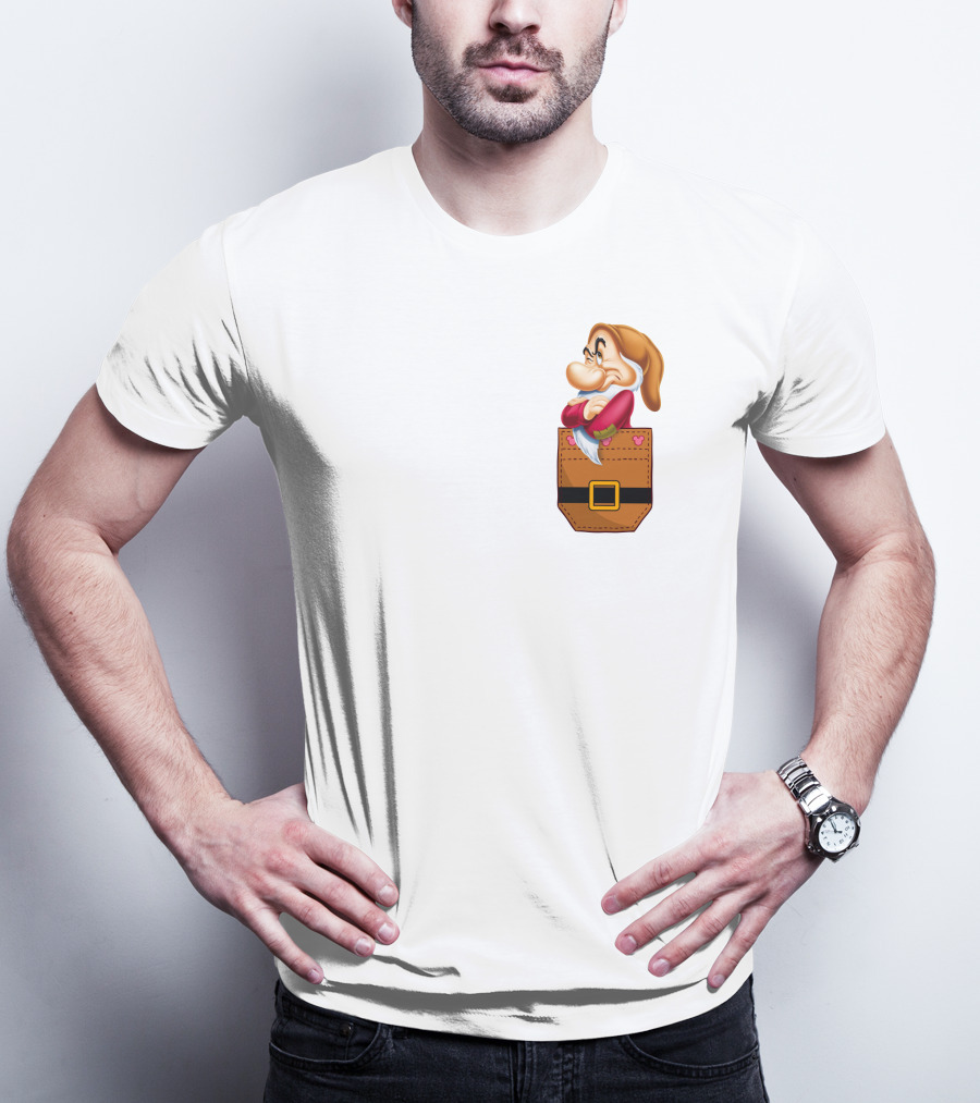 Grumpy Dwarf In Pocket Disney Character T-Shirt