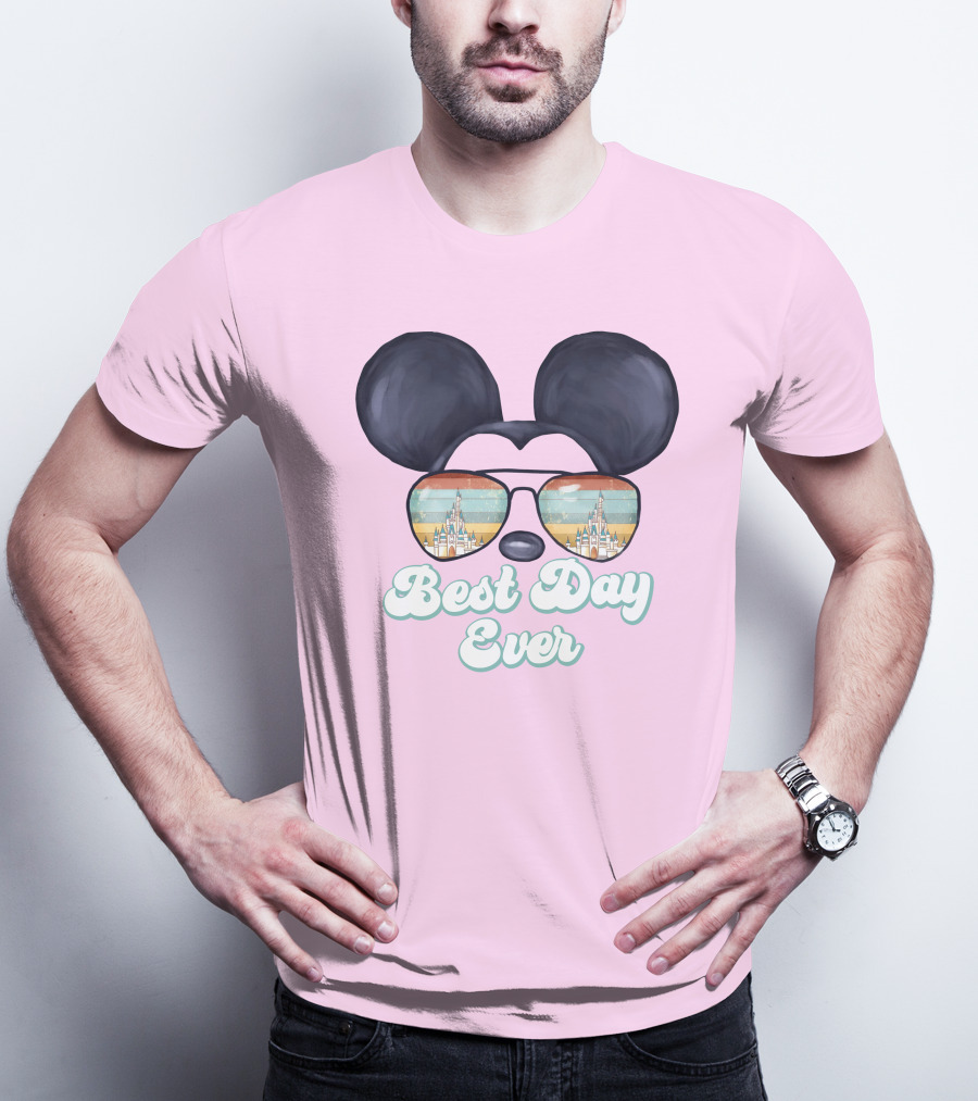 Mickey Best Day Ever Glasses Castle Retro T-Shirt