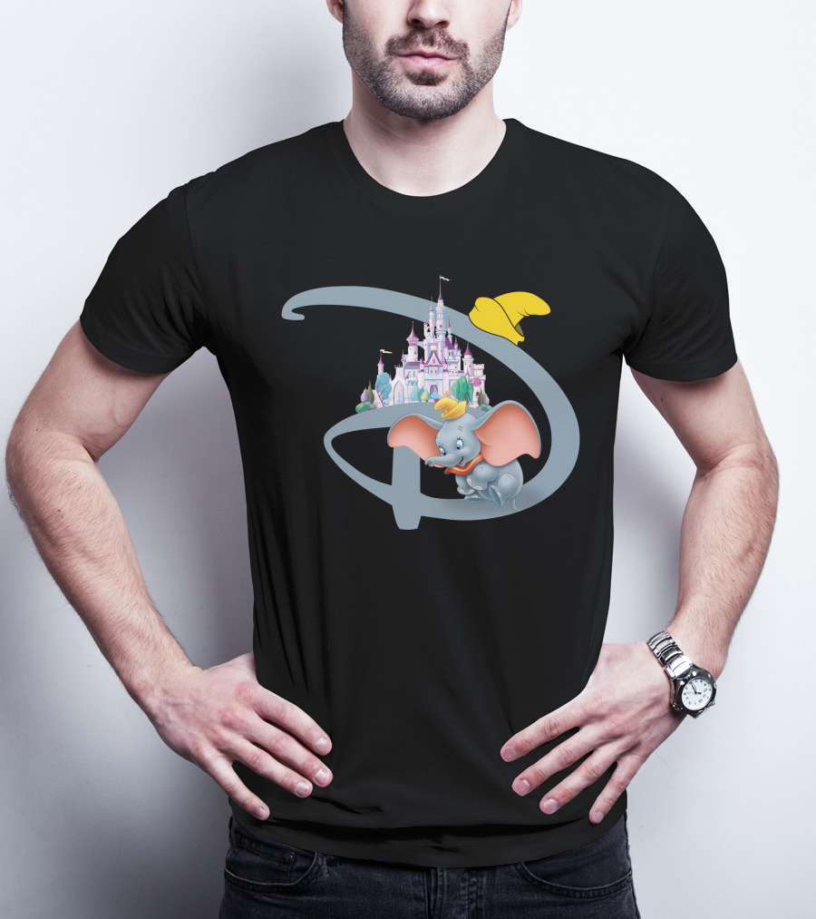 Disney Dumbo Castle With Iconic Hat And Letter D T-Shirt