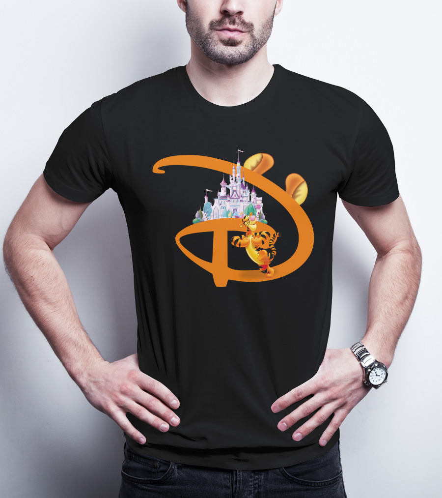 Tigger Disney Castle Icon With Orange D And Ears T-Shirt