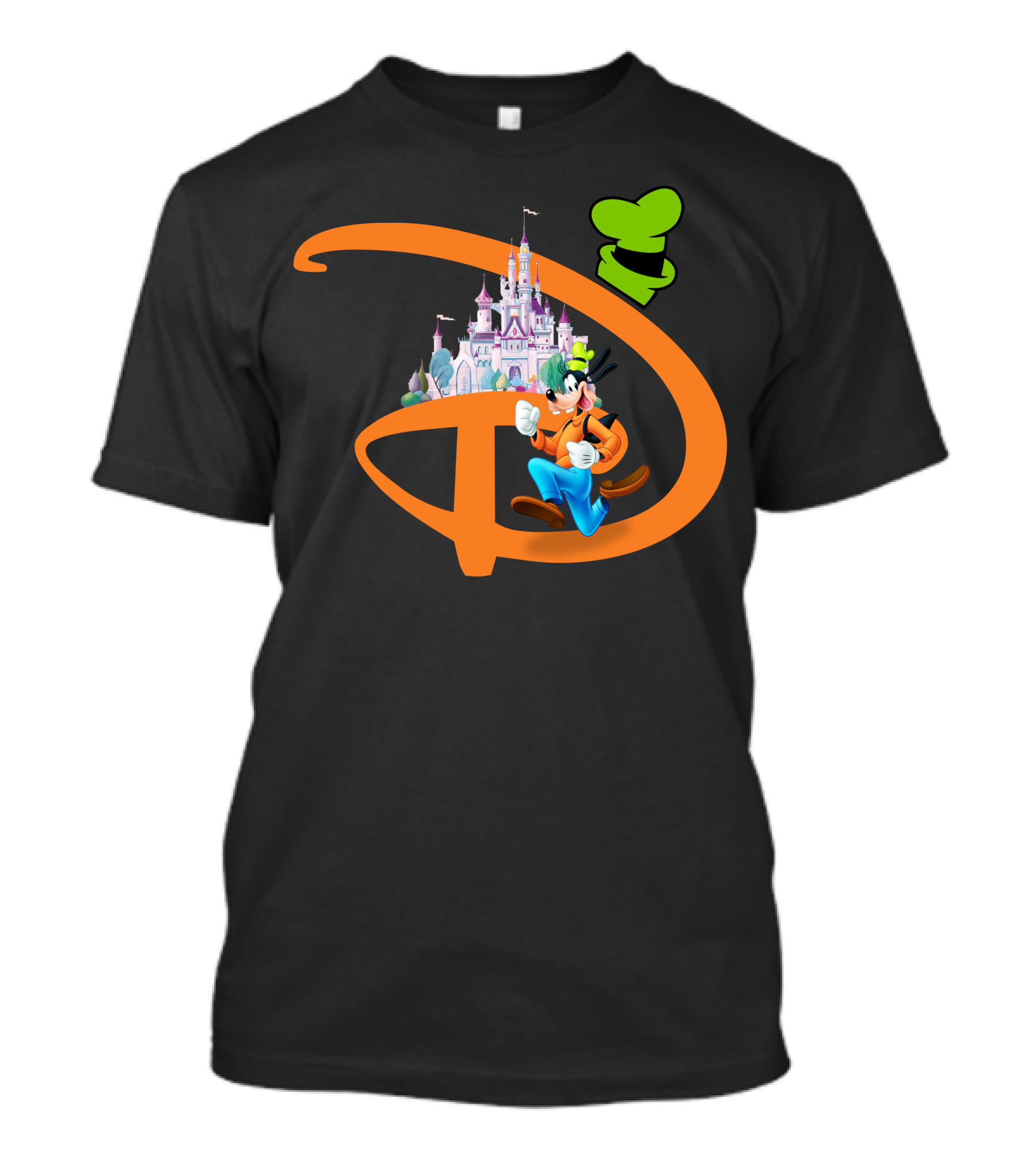 Disney Goofy Castle Icon With Green Hat Motif T-Shirt