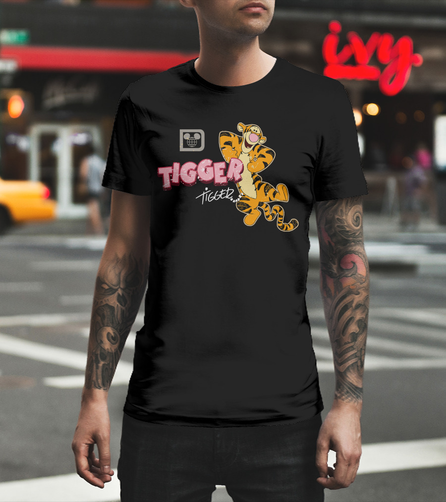 Tigger Disney Character Logo With Illustration And T-Shirt