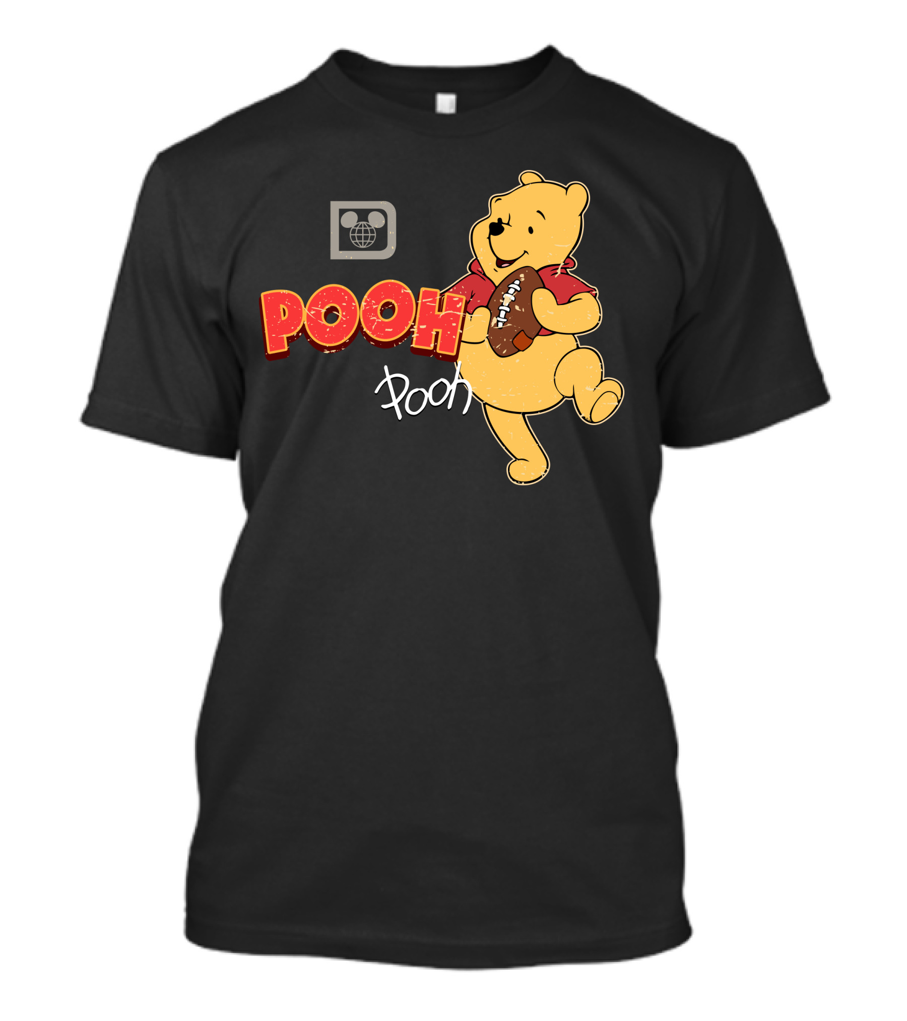 Pooh Football Holding Iconic Character With Vintage T-Shirt