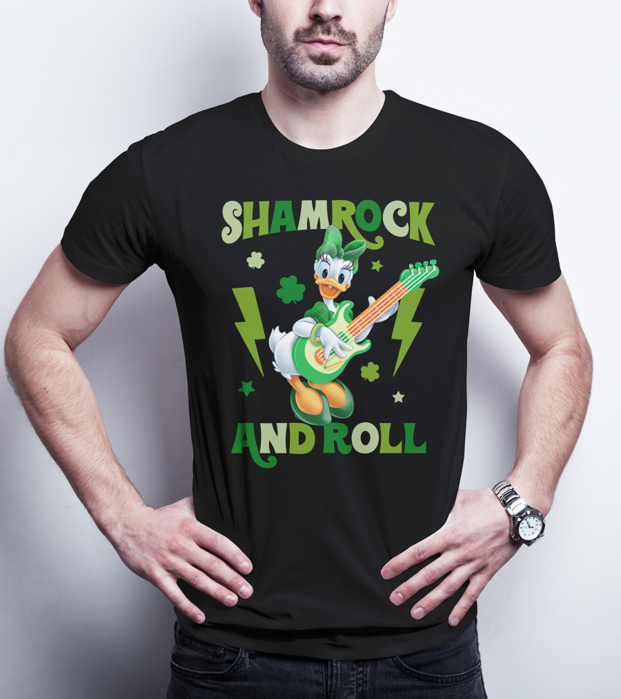 Shamrock And Roll Daisy Duck Rocks Out With Green Guitar T-Shirt
