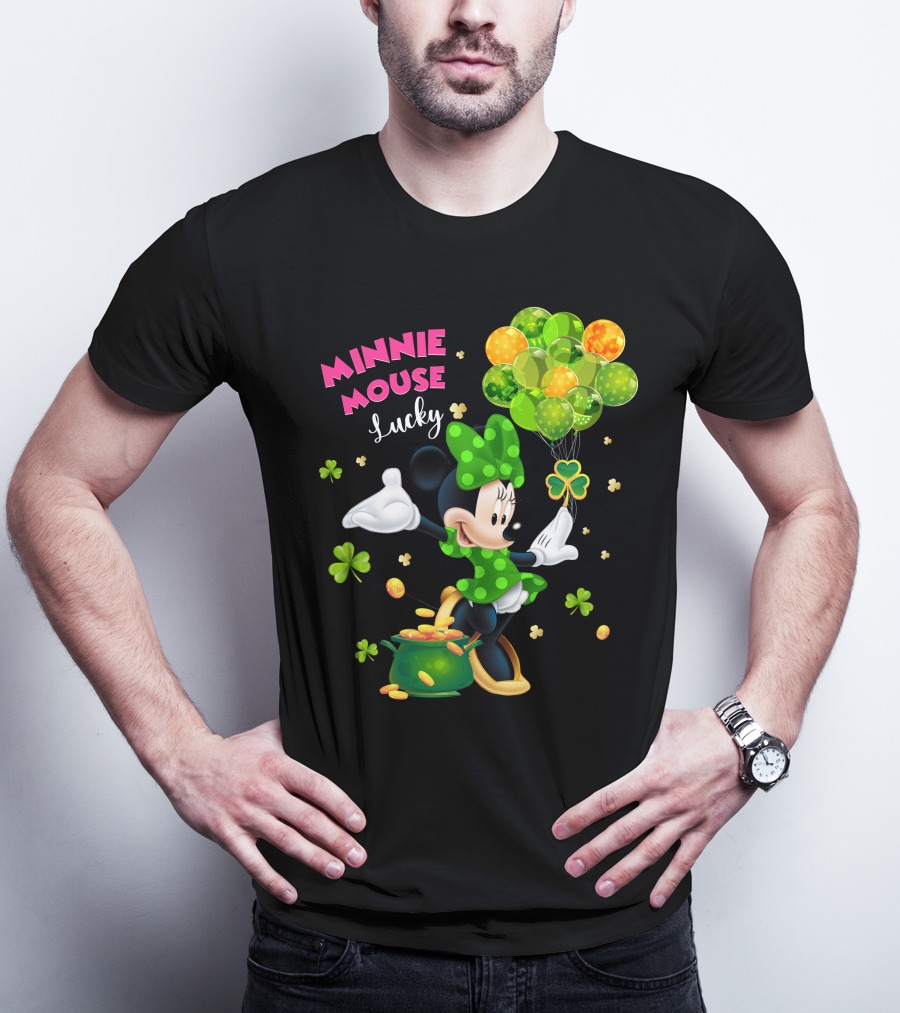 Minnie Mouse Lucky Balloons Shamrocks Coins T-Shirt