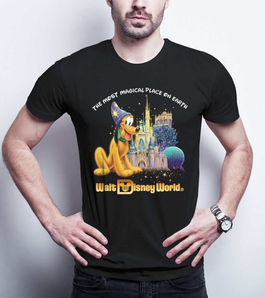 Walt Disney World The Most Magical Place On Earth Pluto Magical Castle T-Shirt