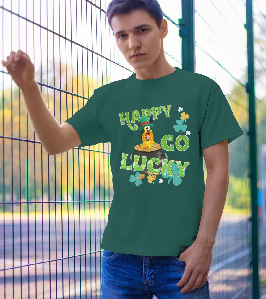 Happy Go Lucky Pluto St. Patrick's Day Theme With Lucky Charms And Gold Coins T-Shirt