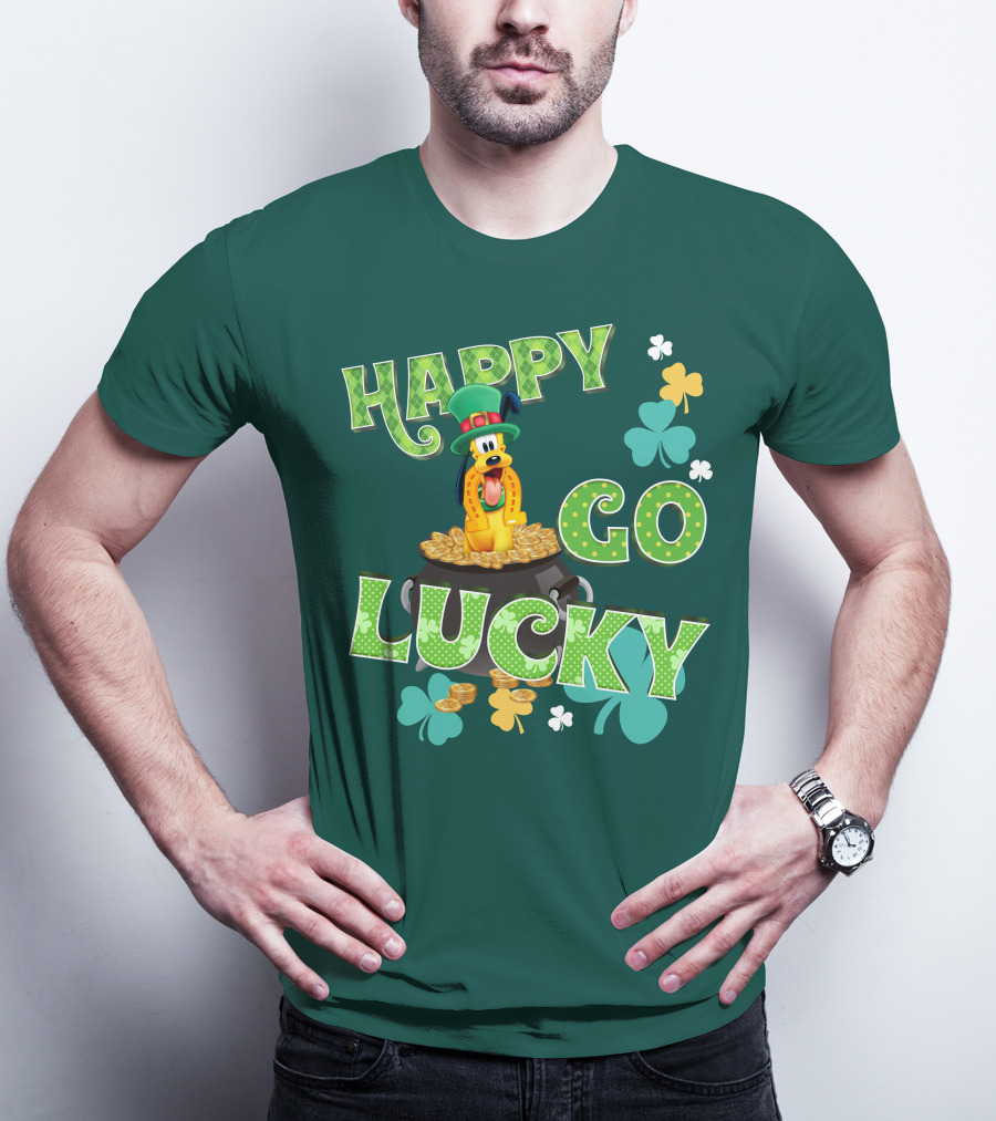 Happy Go Lucky Pluto St. Patrick's Day Theme With Lucky Charms And Gold Coins T-Shirt