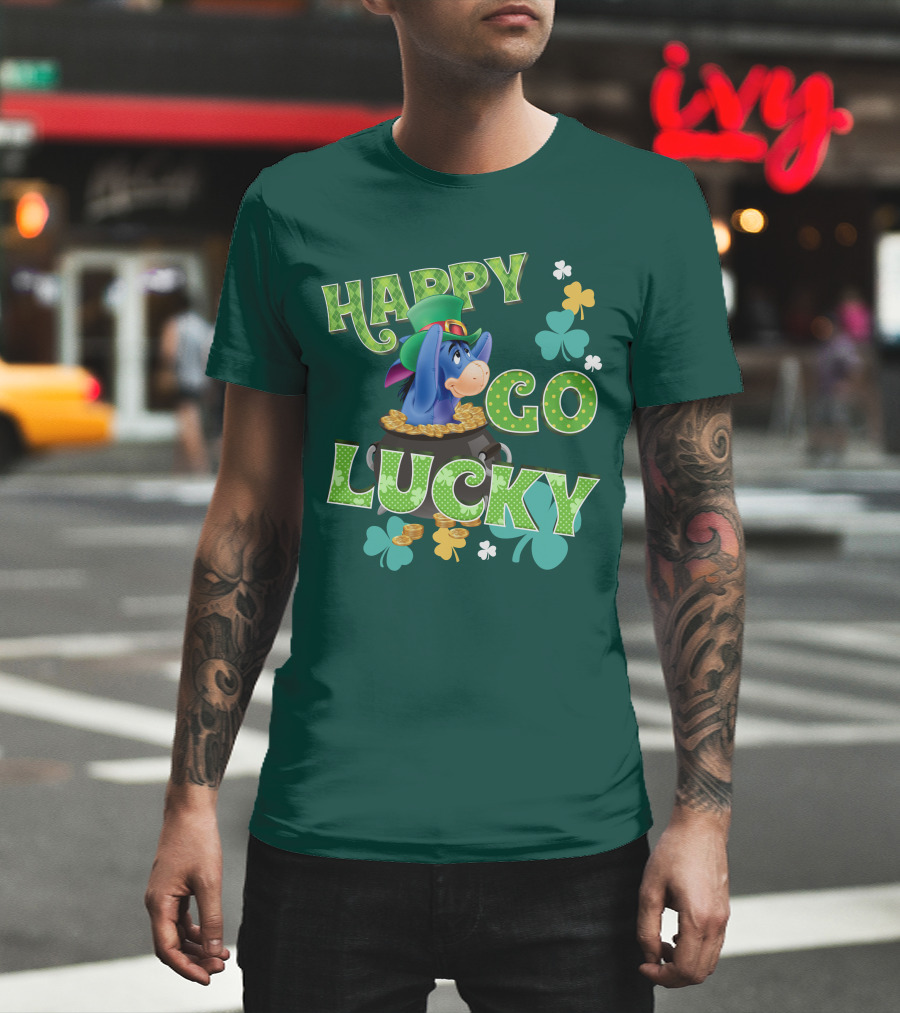 Eeyore Happy Go Lucky St. Patrick's Day Pot Of Gold T-Shirt