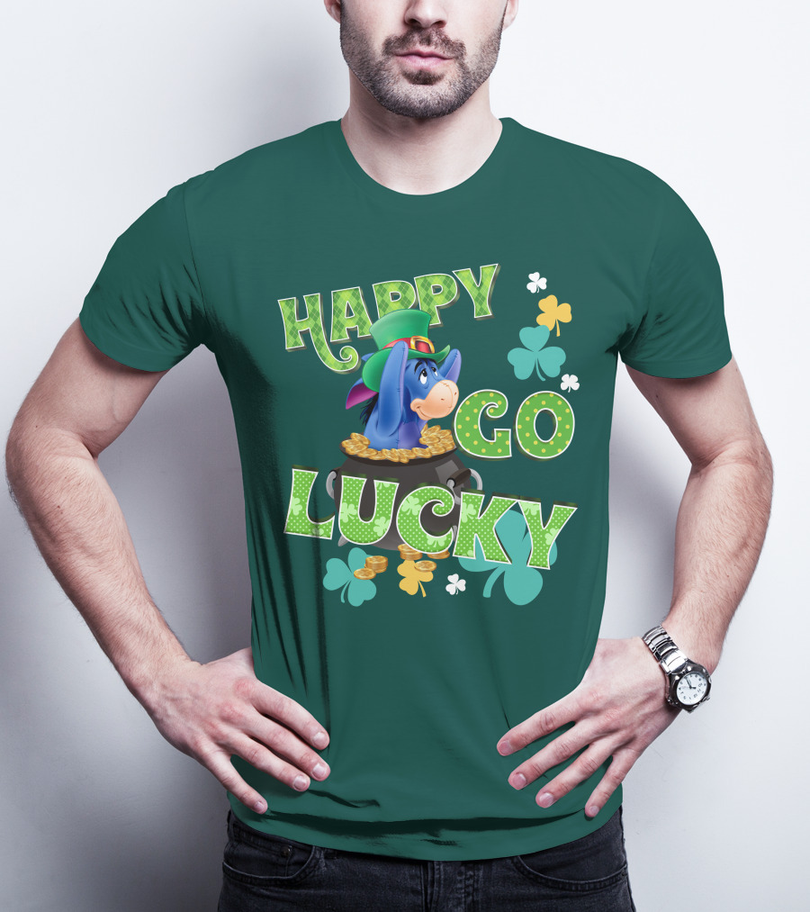 Eeyore Happy Go Lucky St. Patrick's Day Pot Of Gold T-Shirt
