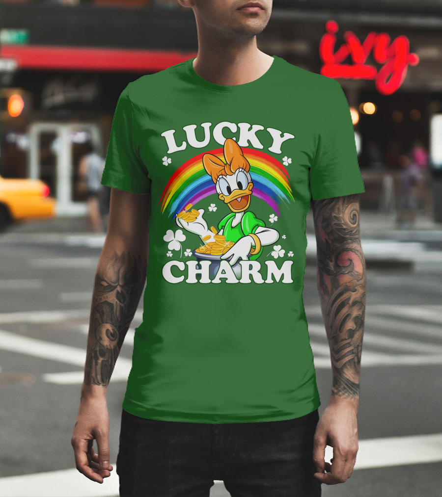 Lucky Charm Daisy Rainbow Gold Coins Shamrocks T-Shirt