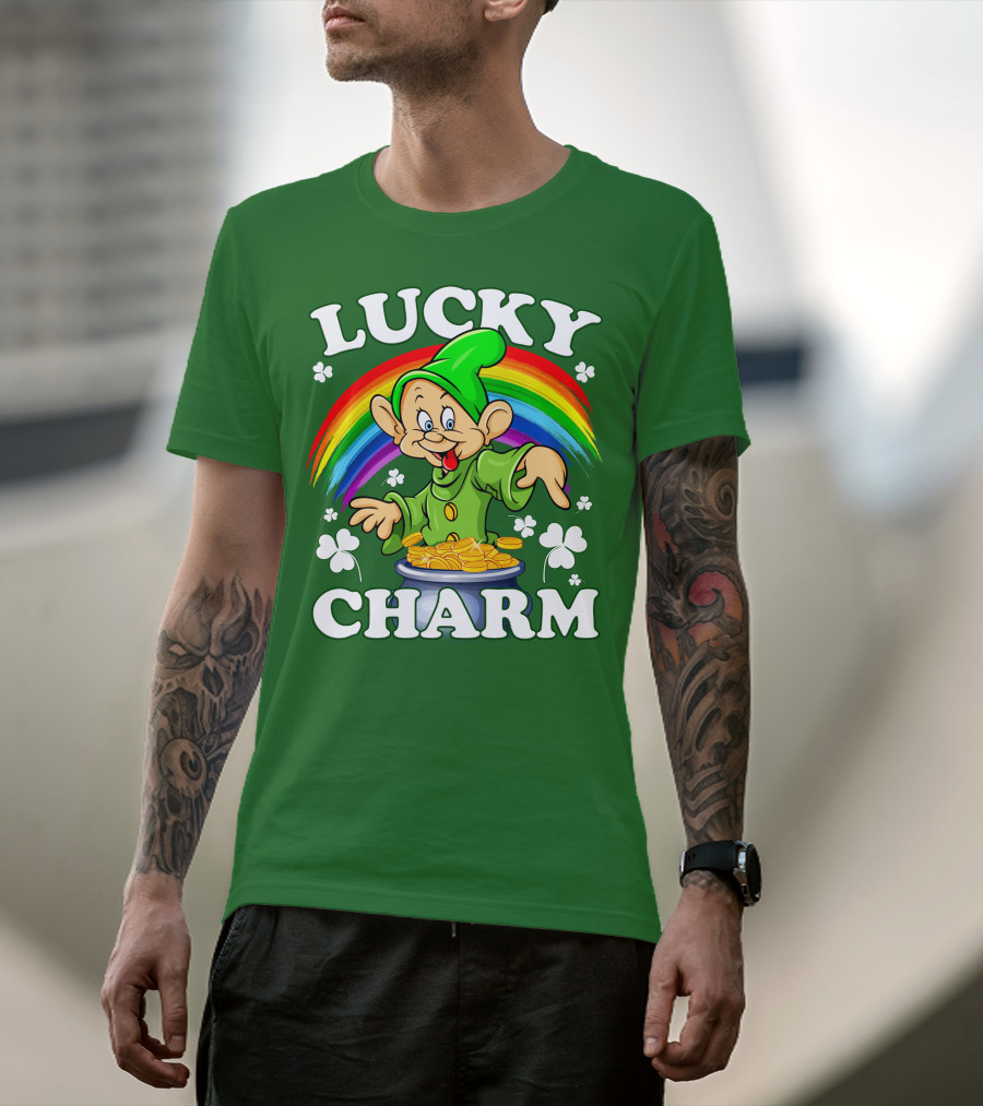 Lucky Charm Dopey Rainbow Gold Coins Shamrocks T-Shirt