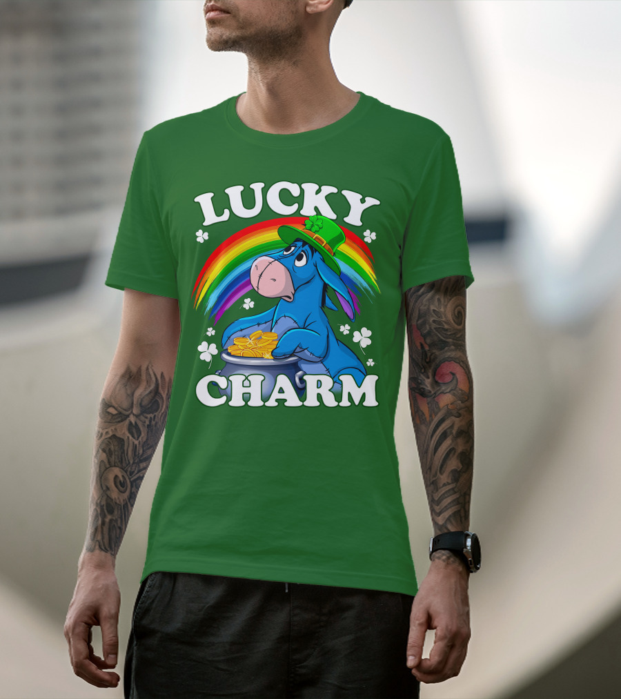 Lucky Charm Eeyore Rainbow St. Patrick's Day T-Shirt
