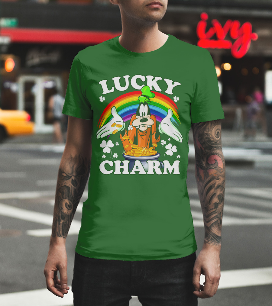 Lucky Charm Goofy Rainbow Gold Coins Shamrocks T-Shirt