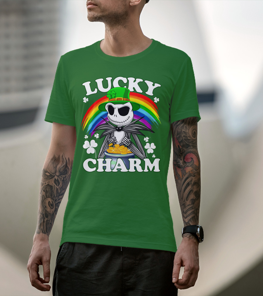Lucky Charm Jack Skellington Rainbow Shamrock T-Shirt
