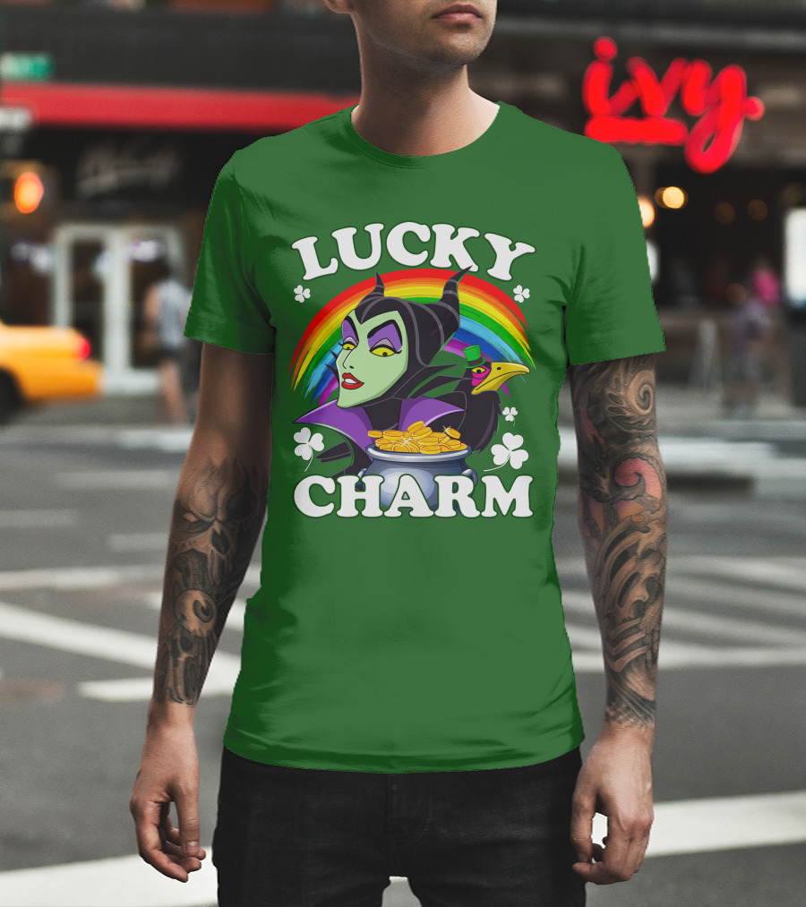 Lucky Charm Maleficent Rainbow Pot Of Gold T-Shirt