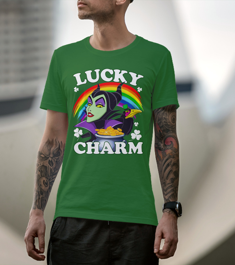 Lucky Charm Maleficent Rainbow Pot Of Gold T-Shirt