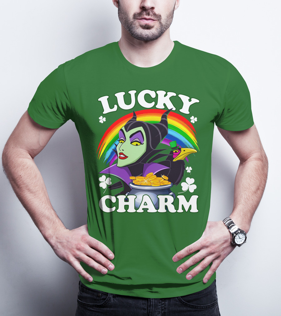 Lucky Charm Maleficent Rainbow Pot Of Gold T-Shirt