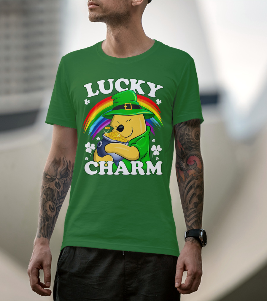 Lucky Charm Pooh Rainbow Pot Of Gold T-Shirt