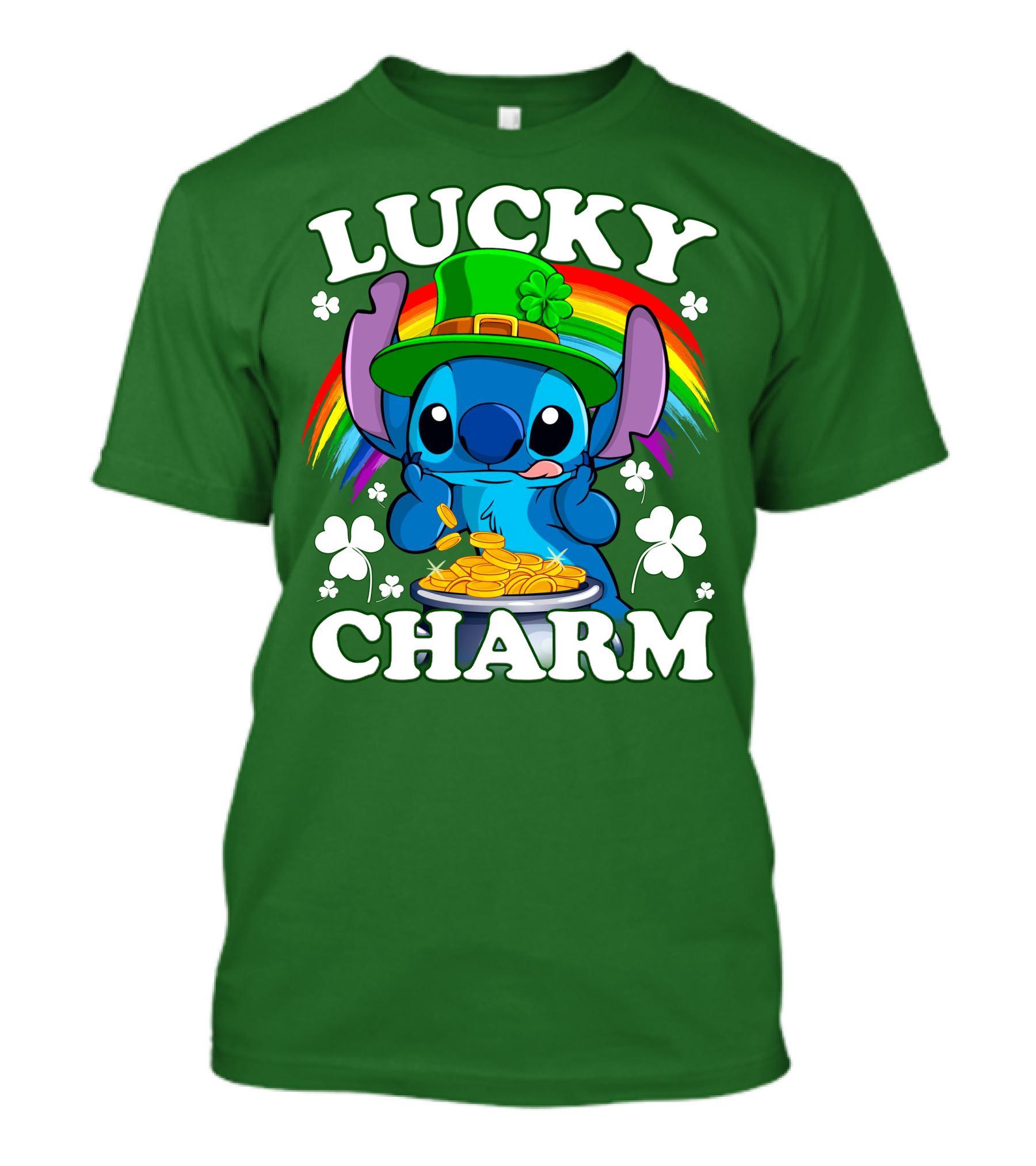 Lucky Charm Stitch Rainbow Pot Of Gold Clover Hat T-Shirt