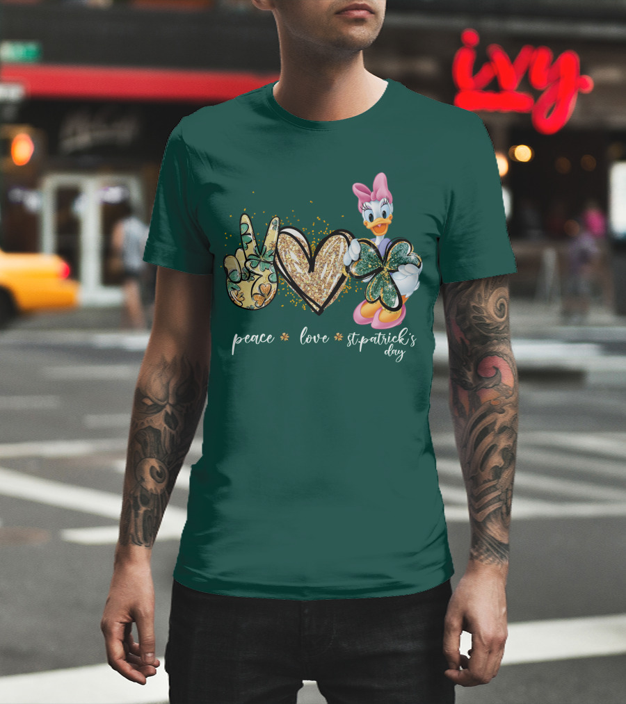 Peace Love St. Patrick's Day Daisy Duck Shamrock T-Shirt