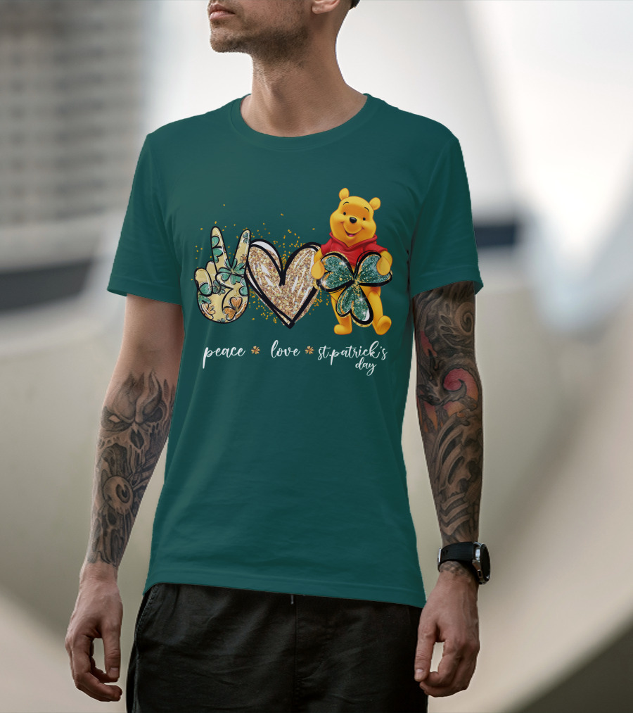 Peace Love St. Patrick's Day Pooh T-Shirt