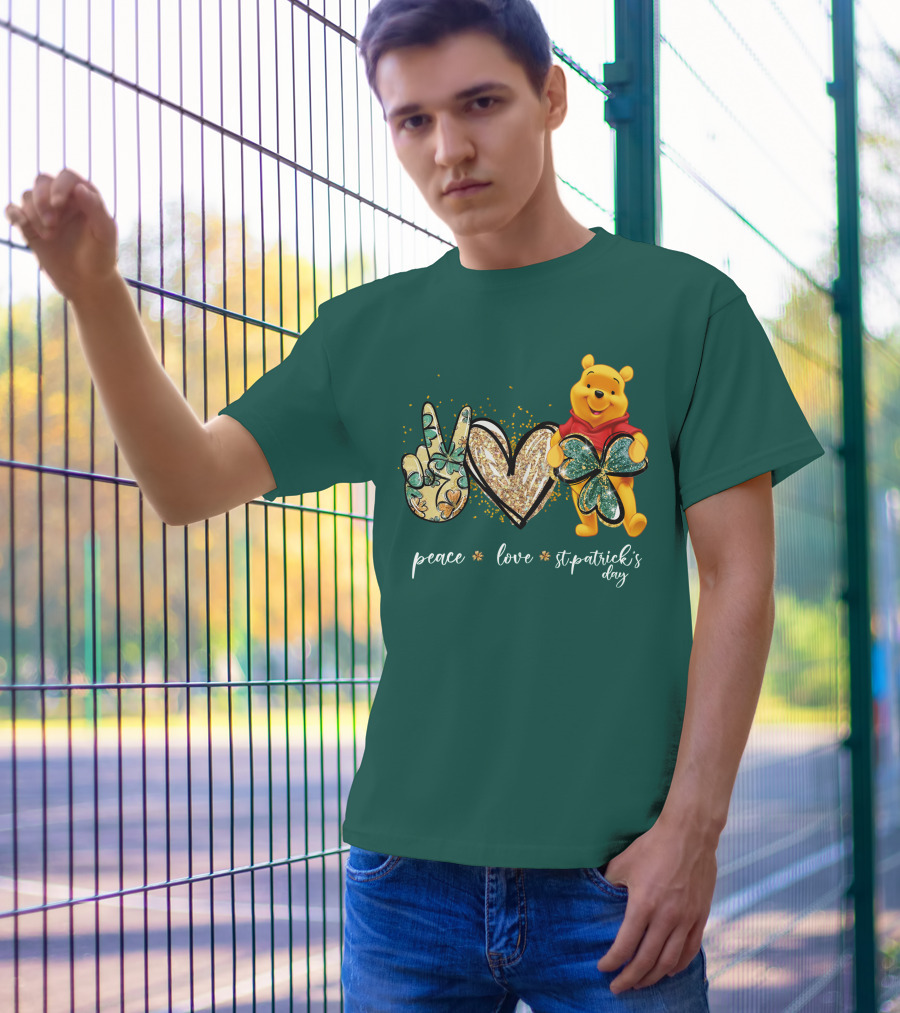 Peace Love St. Patrick's Day Pooh T-Shirt