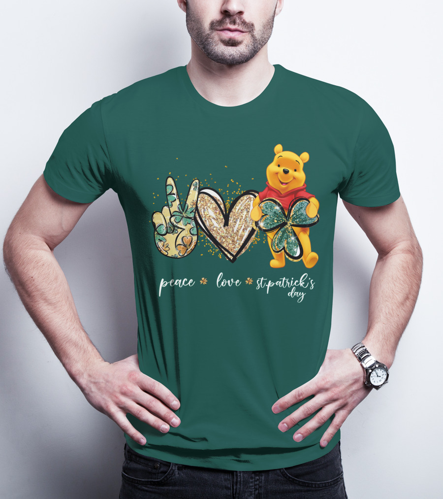 Peace Love St. Patrick's Day Pooh T-Shirt