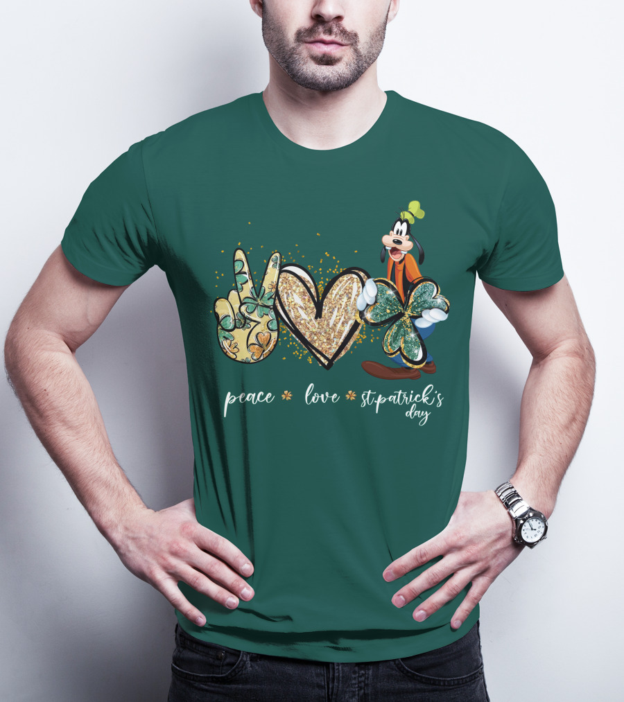 Goofy Peace Love St. Patrick's Day T-Shirt
