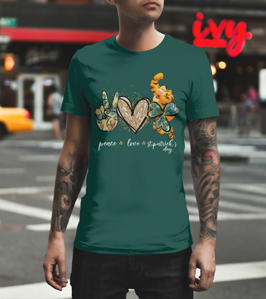Tigger Peace Love St. Patrick's Day T-Shirt