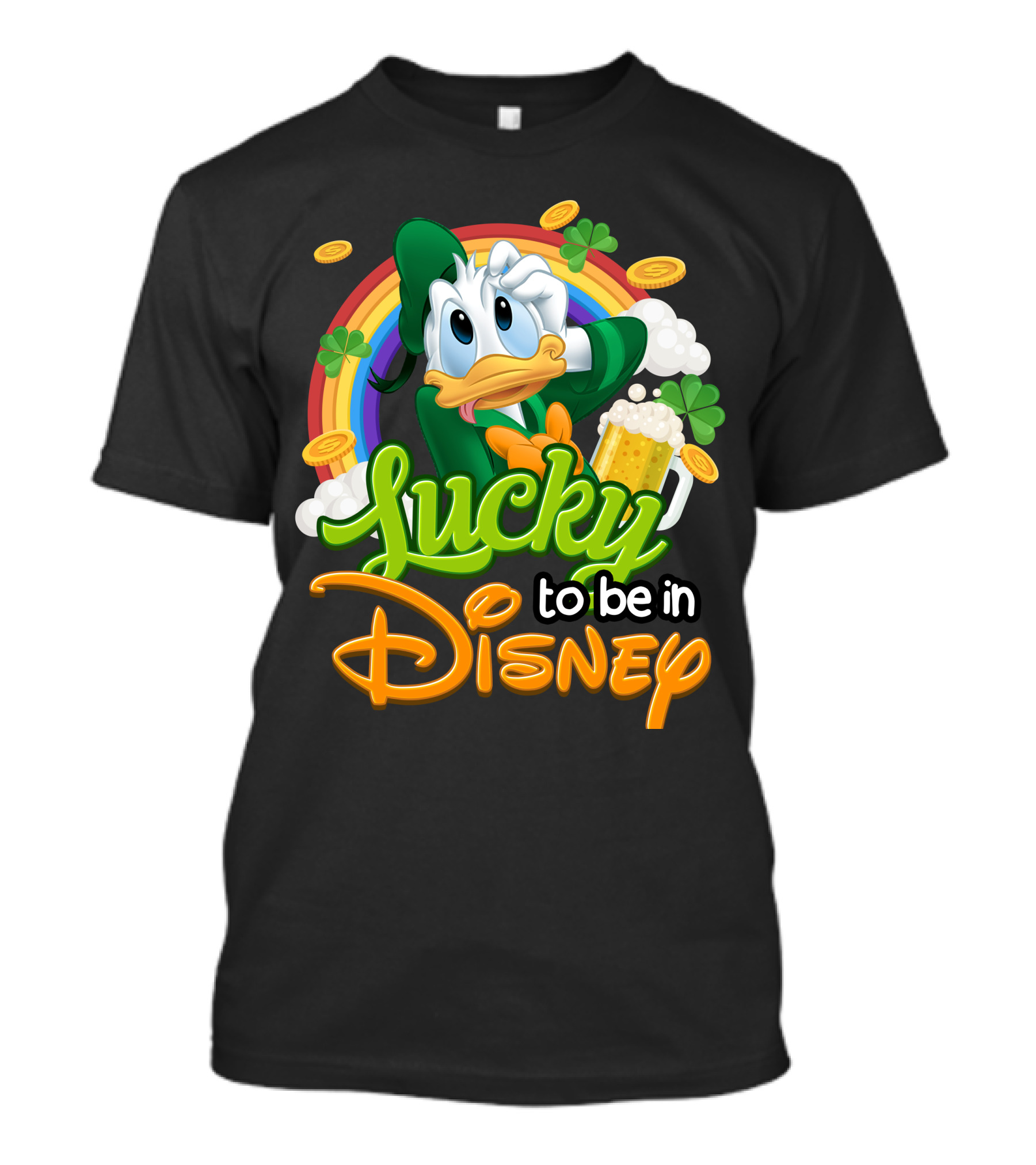 Lucky To Be In Disney Donald Duck Rainbow Beer T-Shirt